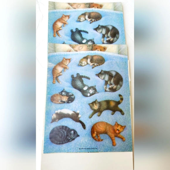 Hallmark | Office | Hallmark Vintage 9s Sticker 2 Sheets Sleeping Cats ...